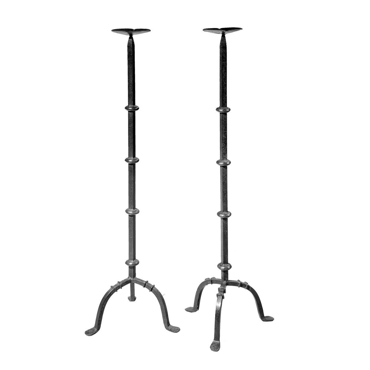 Pair of 18th Century Cast Iron Candlesticks at 1stDibs