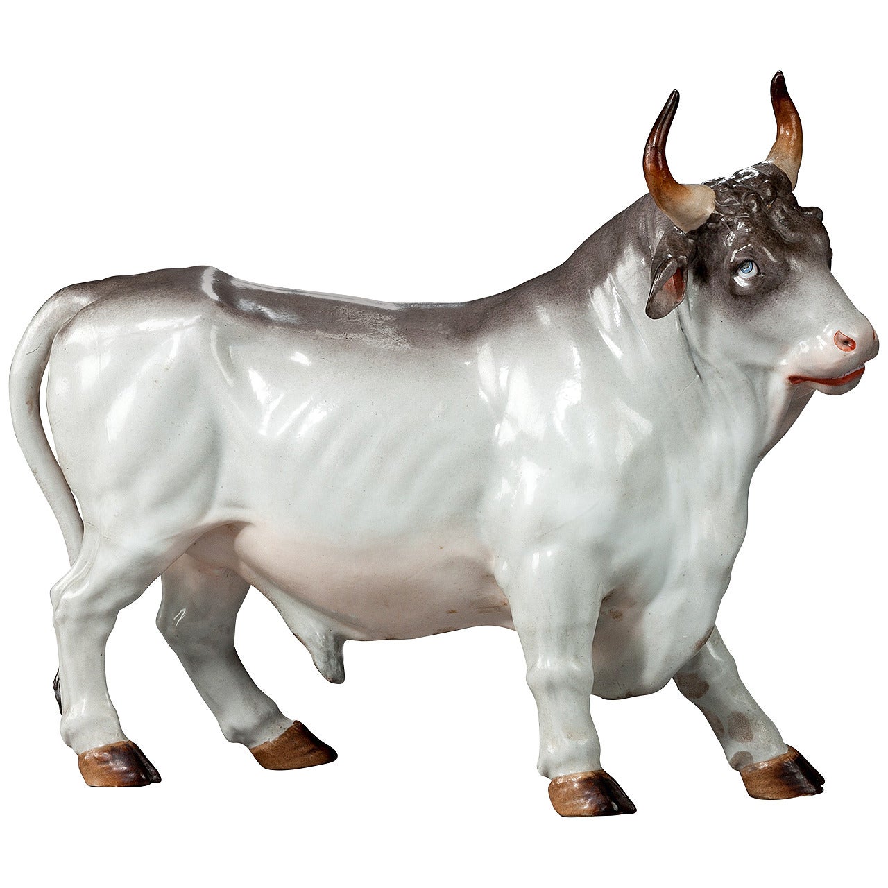 Mid-Century Modern Porcelain Bull Sculpture at 1stDibs