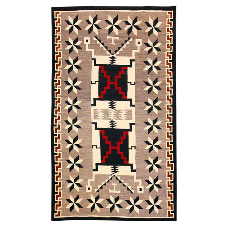Navajo Crystal Storm Pattern Rug with Valero Stars For Sale at 1stDibs