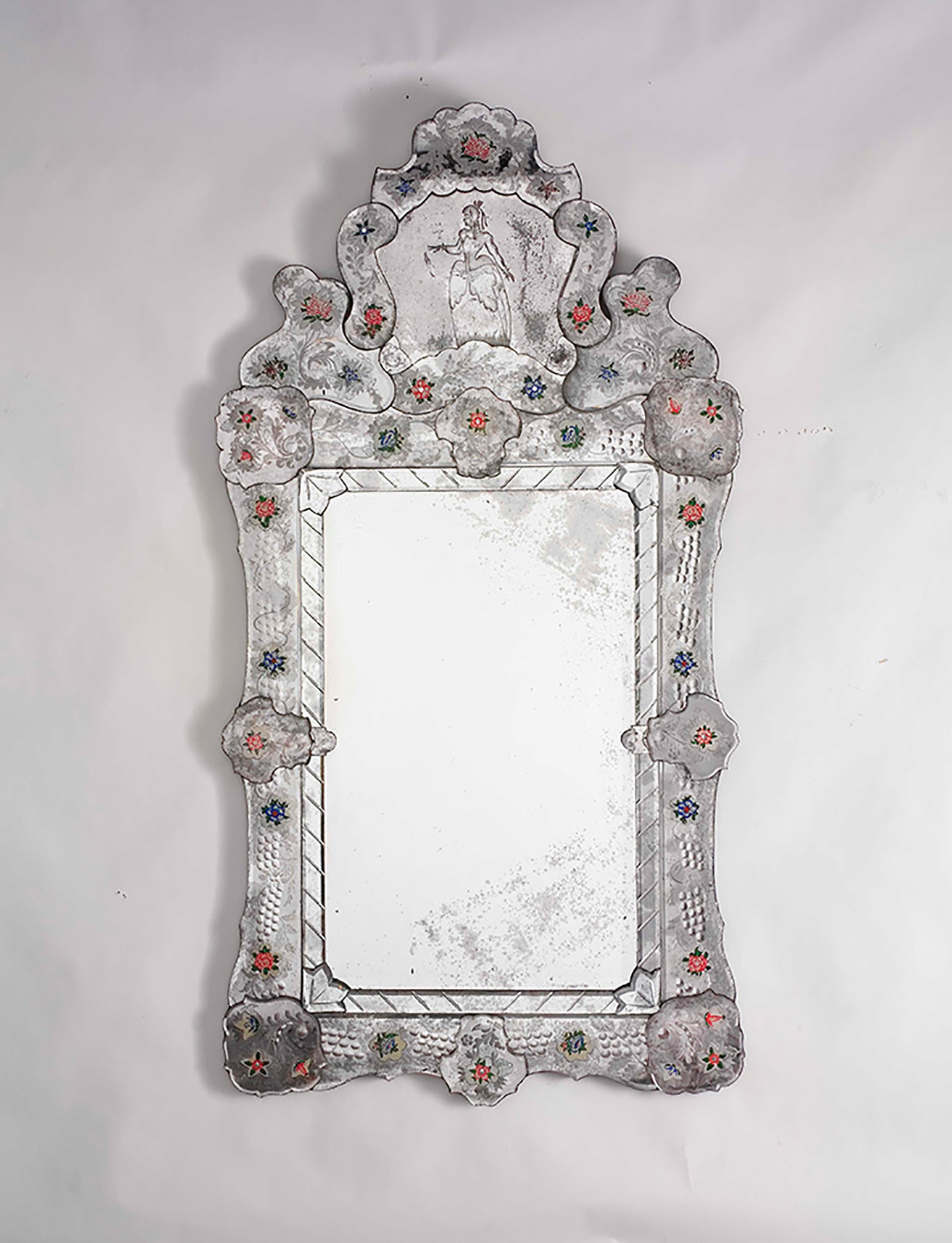Large Vintage Swedish Style Venetian Mirror with Floral Cutouts For ...