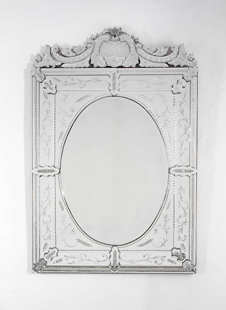 Vintage Large Rococo Style Venetian Mirror For Sale at 1stDibs