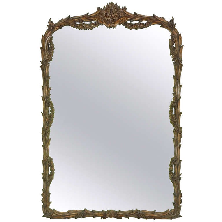 Climbing Garland Mirror in Faux Walnut Finish For Sale at 1stDibs