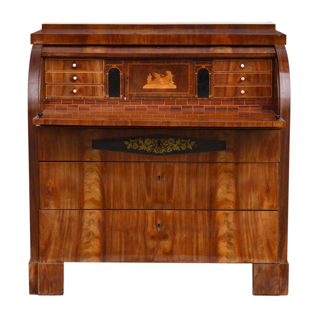 Biedermeier Period Cylindrical Secretary from Hamburg, 1830s For Sale ...