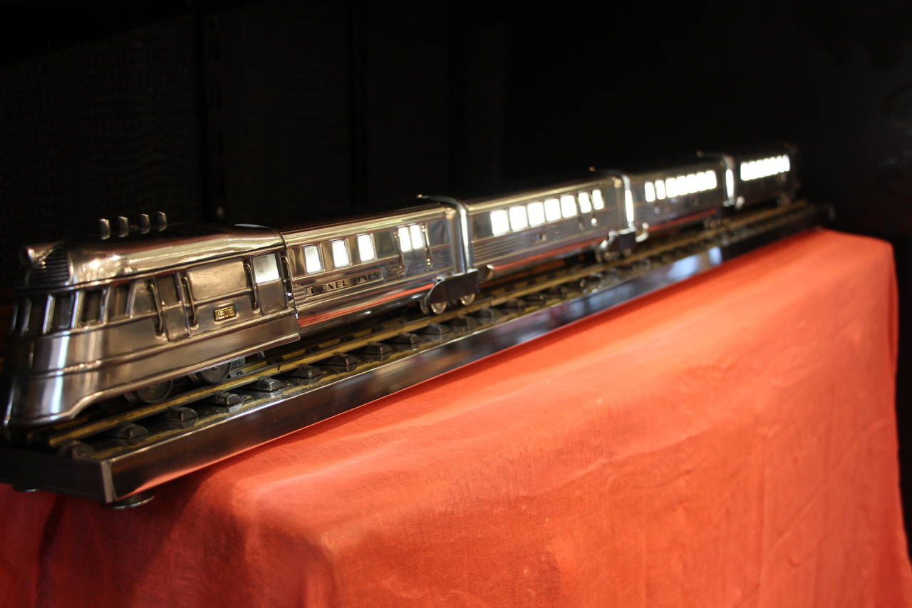 Mid Century Polished Aluminum Train Model, Table Lamp with LED Lights ...