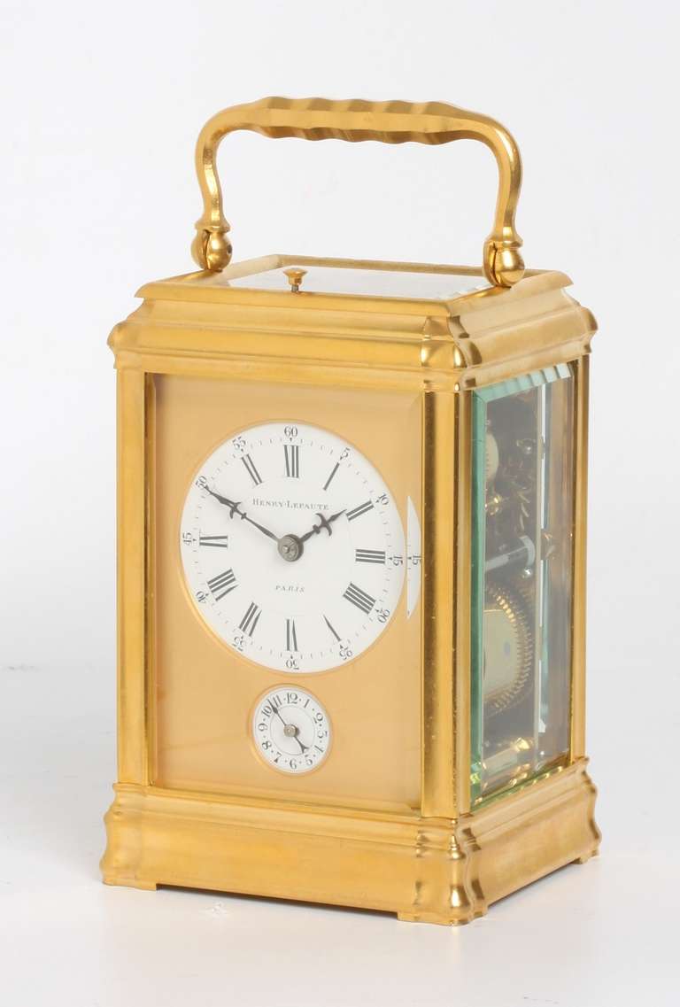 Small French Gilt Brass Carriage Clock by Henry Lepaute For Sale at 1stDibs