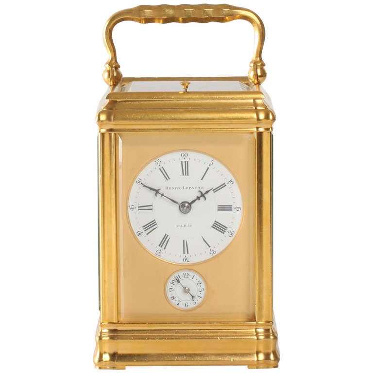 Small French Gilt Brass Carriage Clock by Henry Lepaute For Sale at 1stDibs