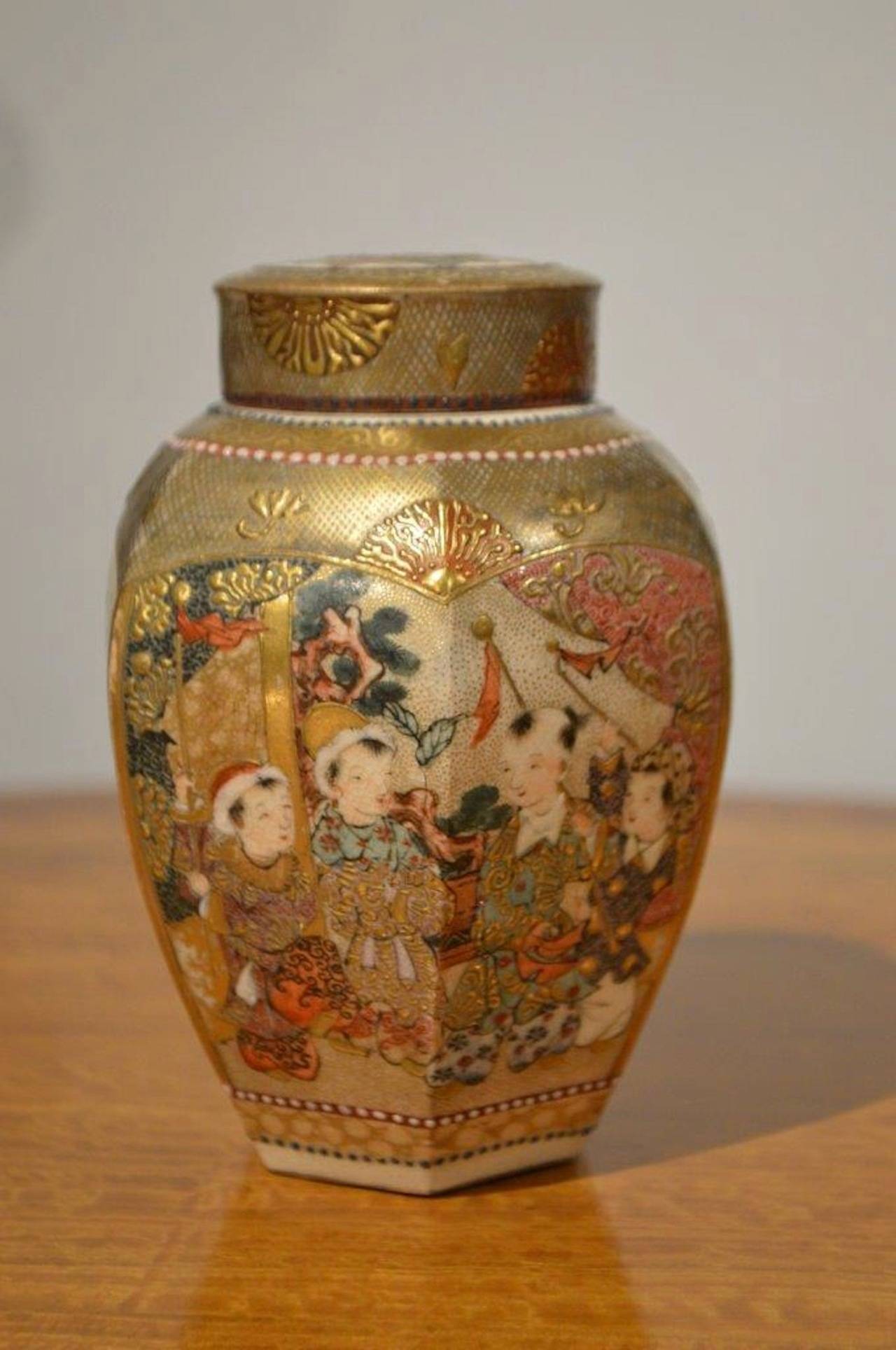 Meiji Period Japanese Satsuma Tea Canister and Lid at 1stDibs