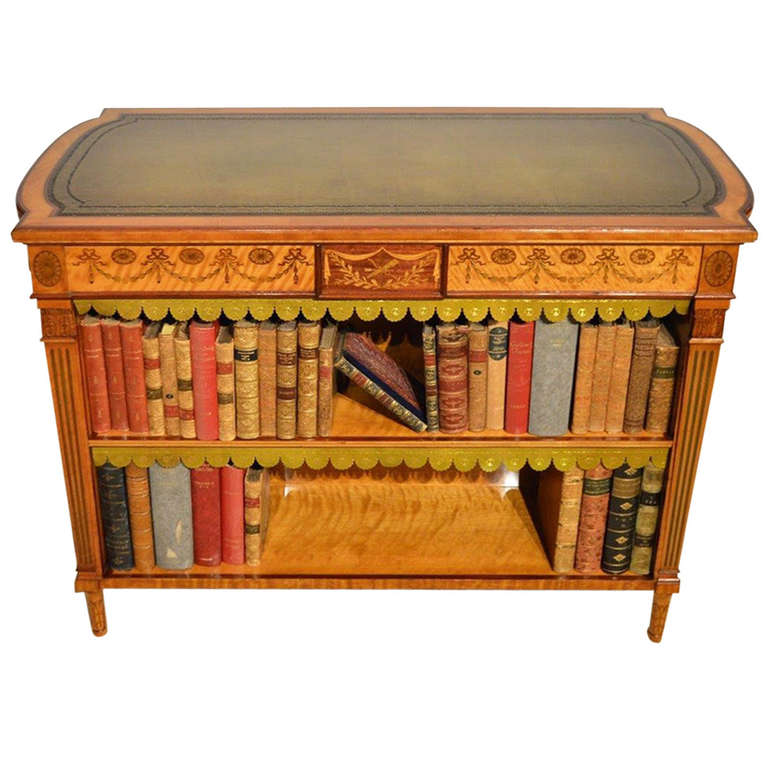 Exhibition Satinwood and Purple Heart Late Victorian Library Table ...