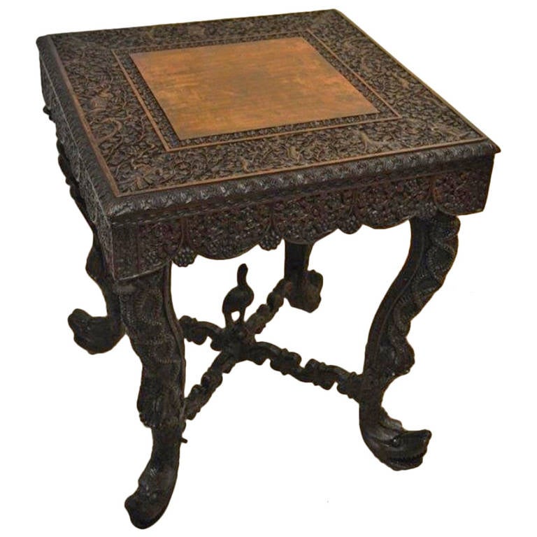 19th Century Carved Burmese Antique Side Table at 1stDibs