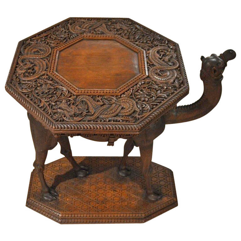 Rare Syrian 19th Century Sandalwood Carved Camel Table at 1stDibs
