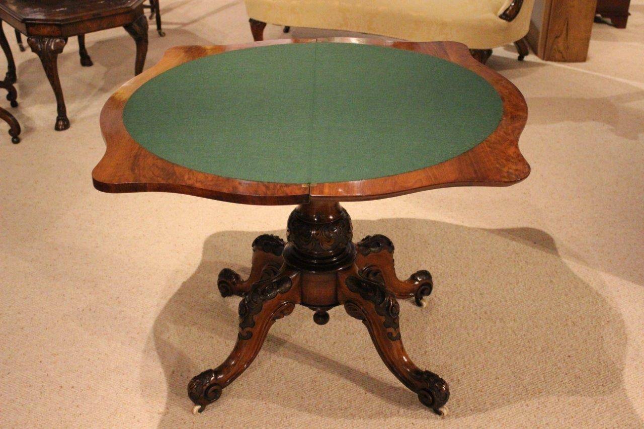 Fine Burr Walnut Victorian Period Fold Over Games Table at 1stDibs