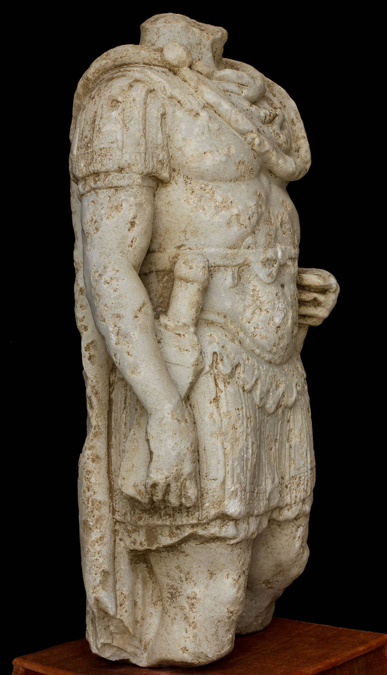 Roman Torso Sculpture from 2nd Century Depicting a Centurion in White ...