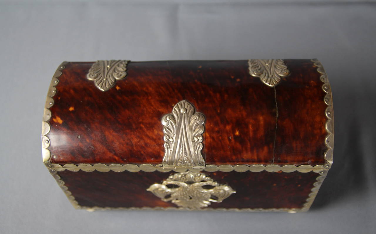 Indo-Portuguese 17th Century Tortoise Shell Veneer Coffer For Sale at ...