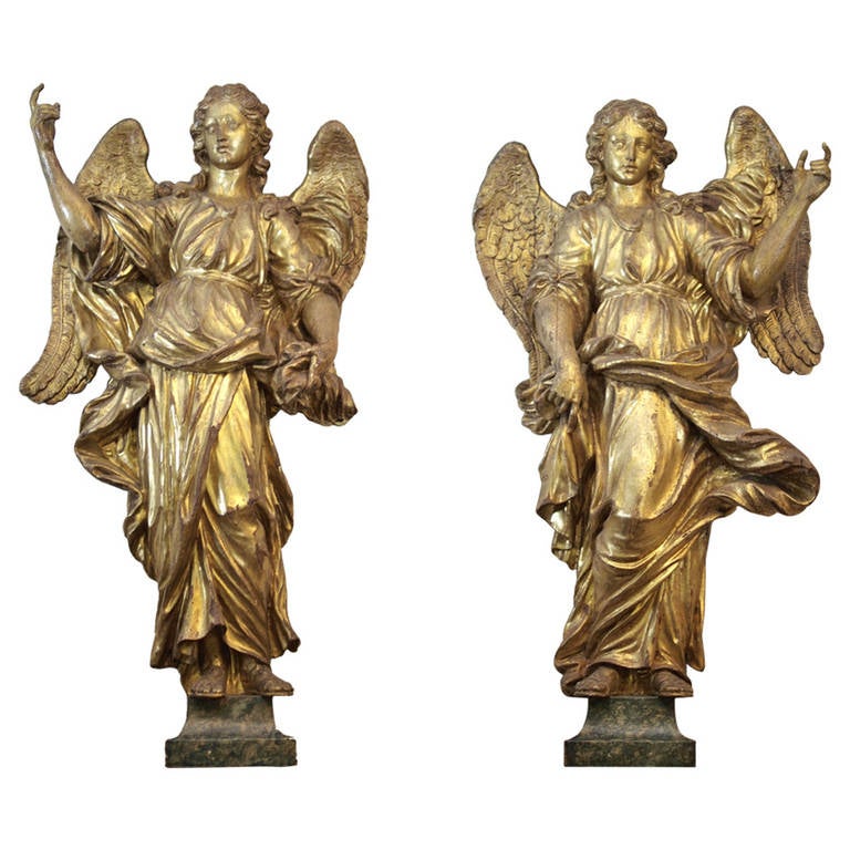 Pair of 18th Century French Angels For Sale at 1stDibs