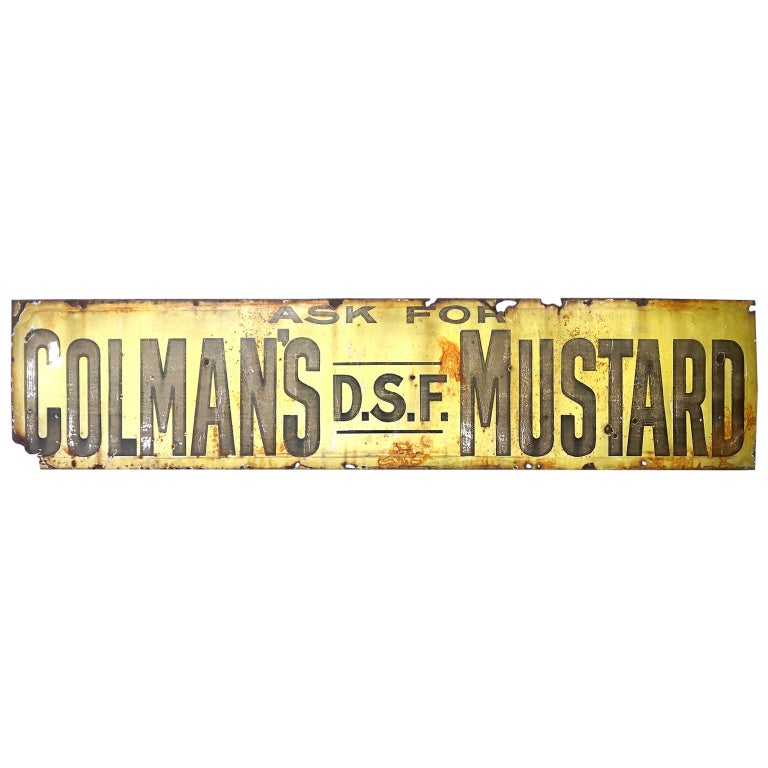 1920s Large Enamel Advertising Tin Sign Colman's Mustard at 1stDibs ...