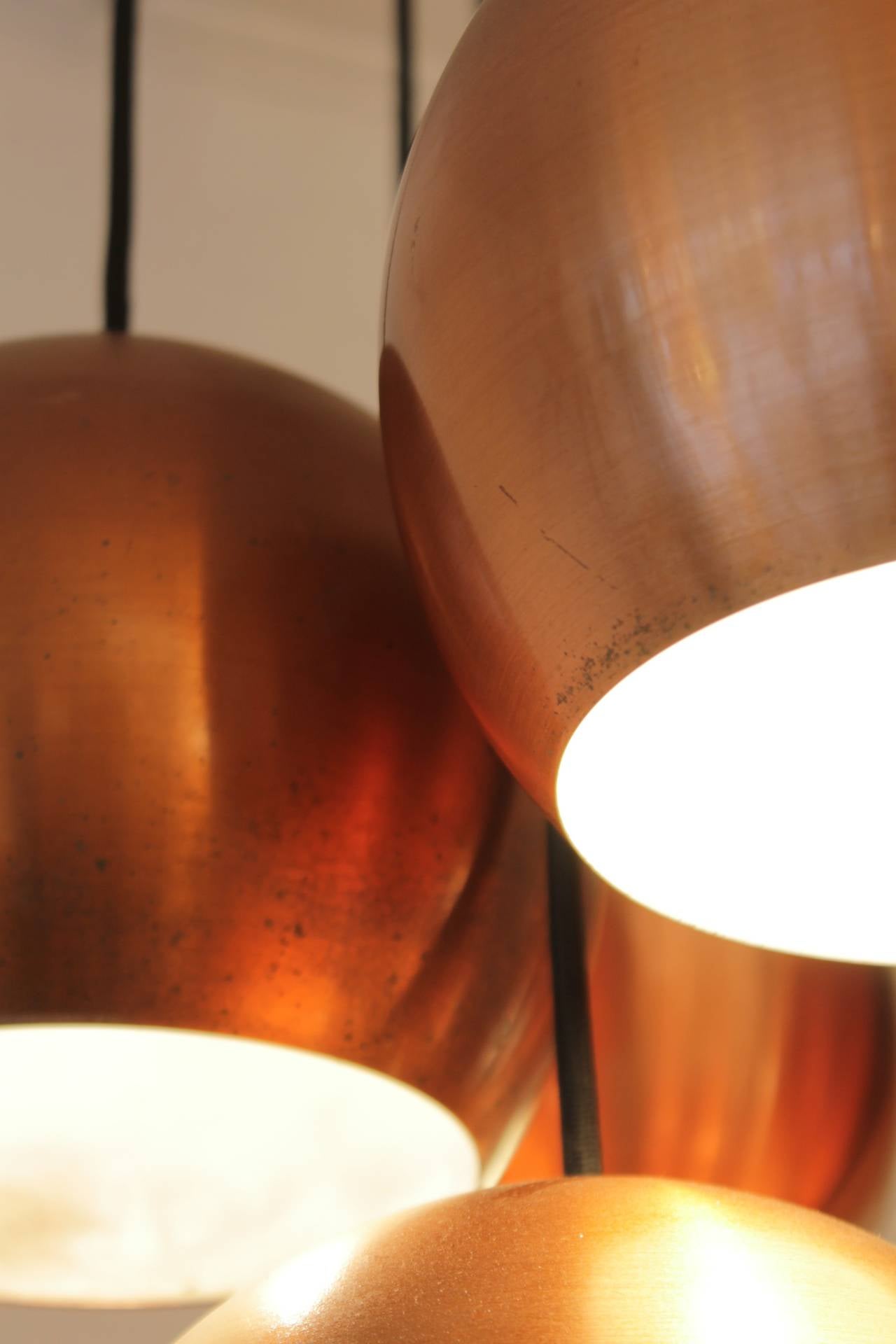 1960s Ten Copper Sphere Pendant Lamp at 1stDibs