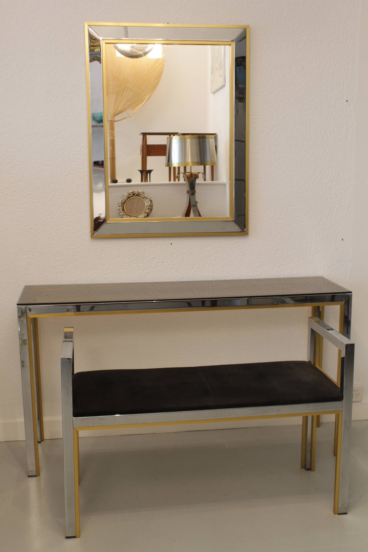 Renato Zevi Console Table with Matching Bench and Mirror 1970s at 1stDibs