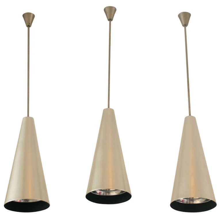 Alumag Belmag Three Cone Shape Pendant Lamps For Sale at 1stdibs