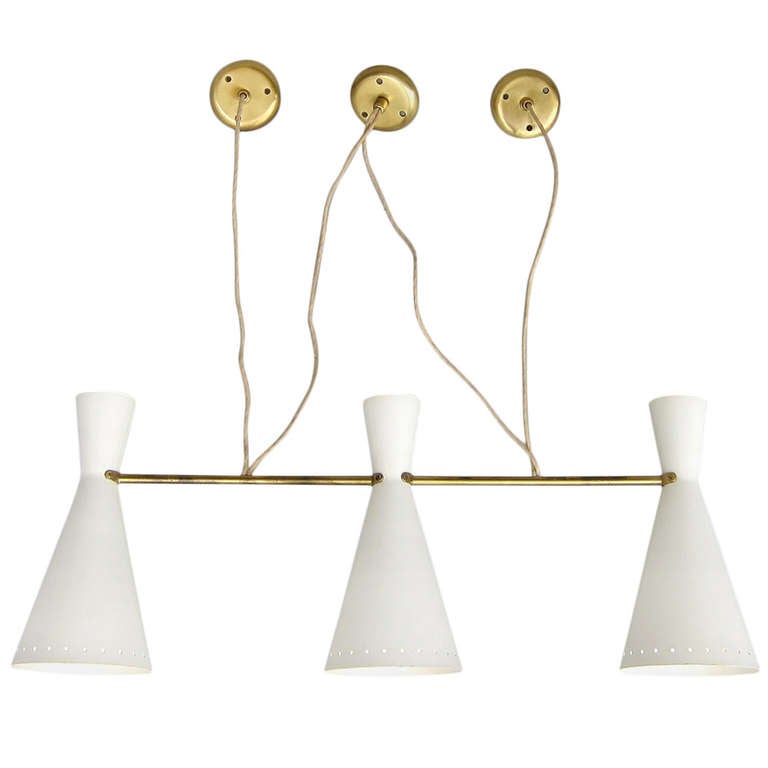 Elegant Double Cone Trio Pendant Light For Sale at 1stDibs