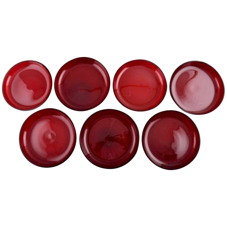 Seven Plates in Red Glass Designed by Josef Frank For Sale at 1stDibs ...