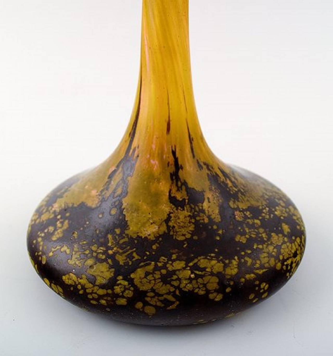 Nancy Daum Vase, Soliflore, Art Glass in Yellow and Brown Tones at 1stDibs