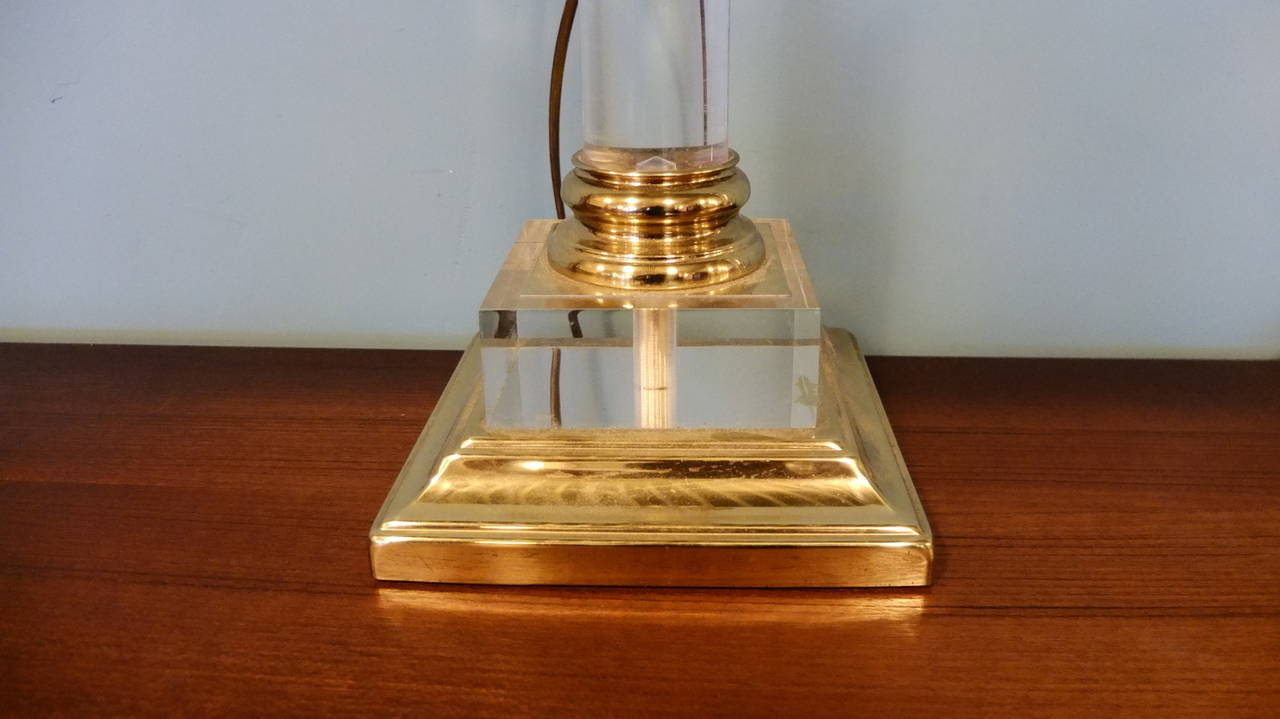 Decorative Pair Of Column Lucite Lamp at 1stDibs