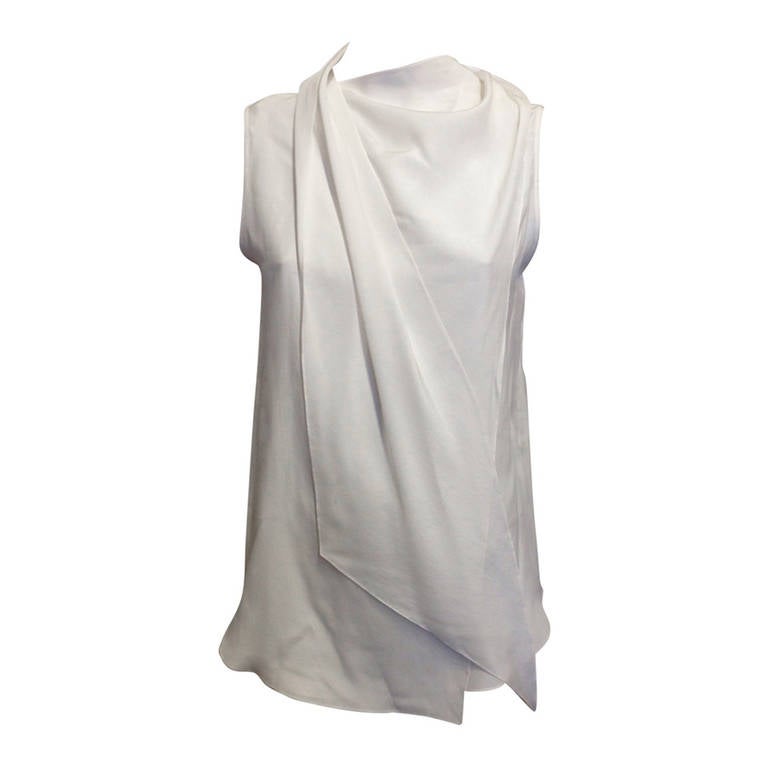 Céline White Draped Tank Top at 1stDibs | celine tank top, celine top