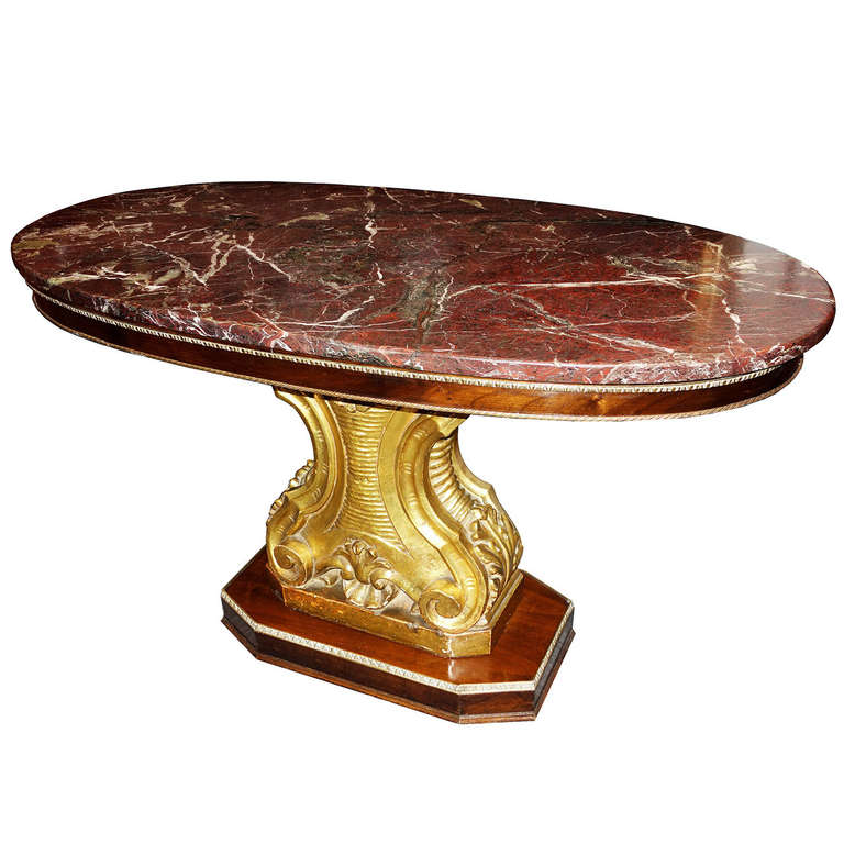 Italian Center Table with Marble Top, Naples For Sale at 1stDibs