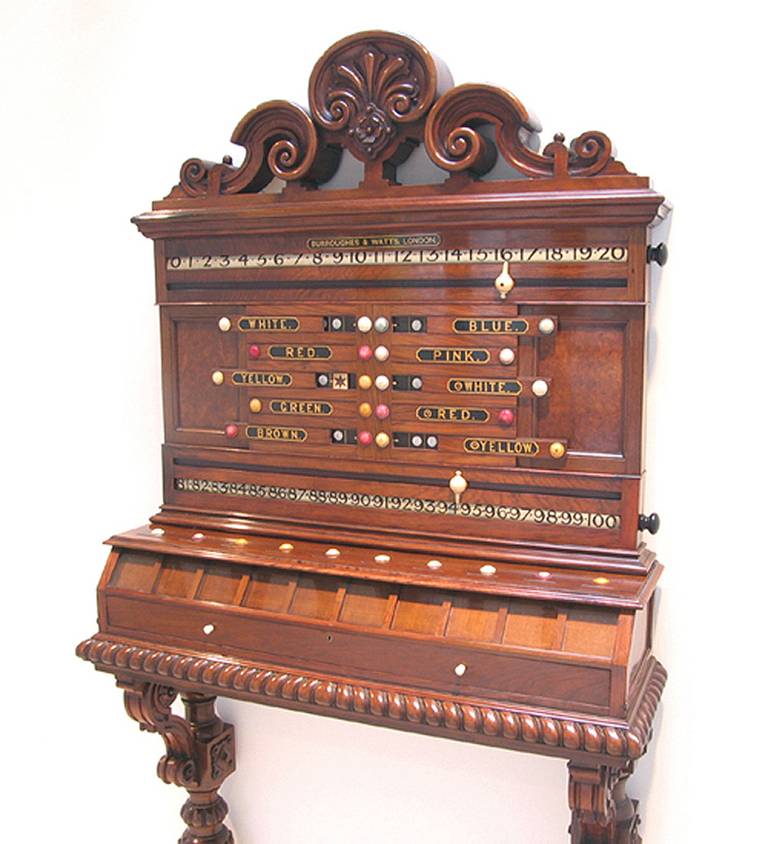 Walnut Billiard, Snooker Pool Scoring Cabinet, circa 1860 at 1stDibs