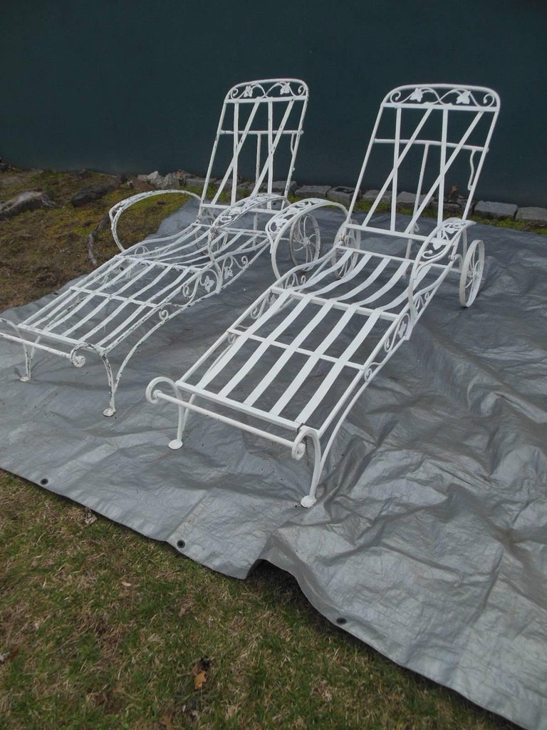 Salterini Chaise Lounges, Mt Vernon Pattern in Wrought Iron, Four ...