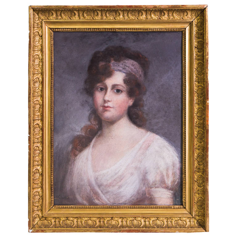 19th Century Pastel on Paper Painting Signed Linder For Sale at 1stDibs