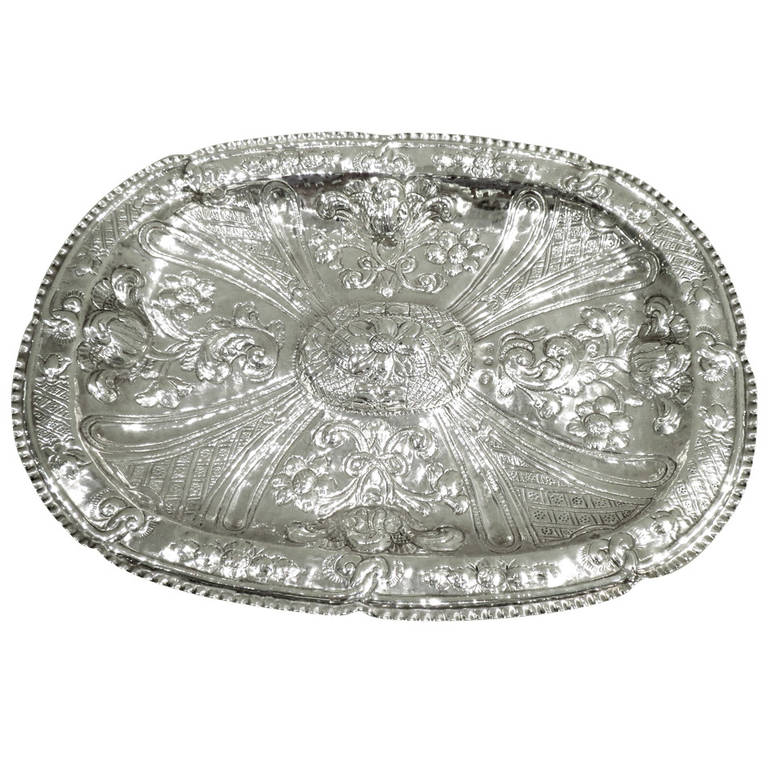 Antique 18th Century Spanish Silver Oval Platter For Sale at 1stDibs ...