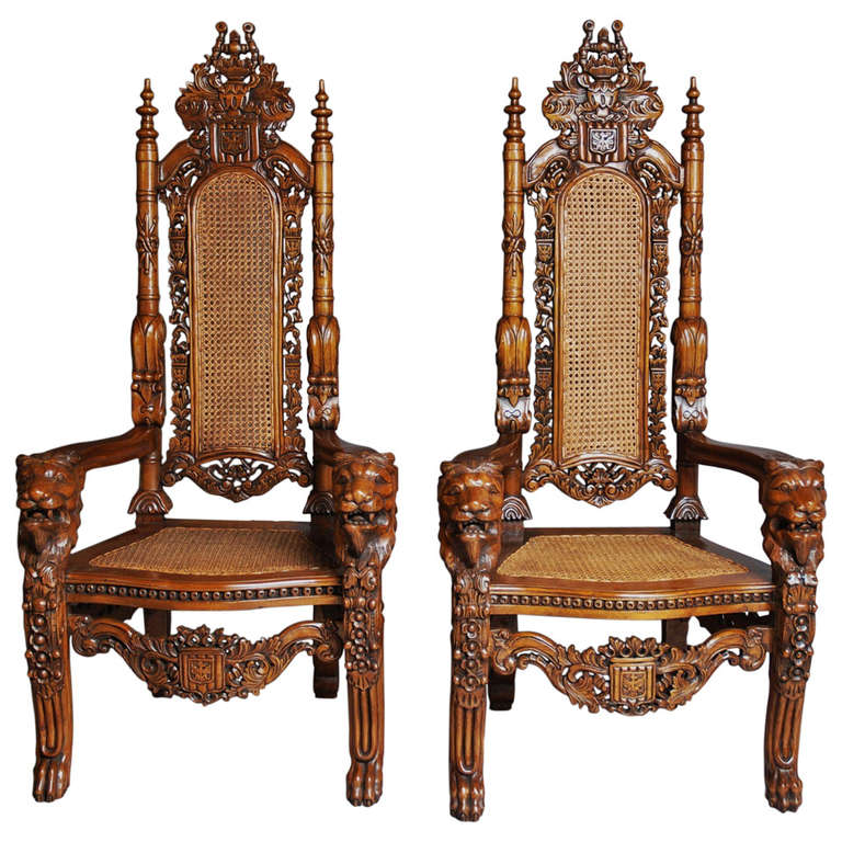 Pair of Large Ceremonial Chairs at 1stDibs