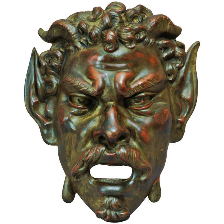 Large 19th Century Bronzed Satyr Mask at 1stDibs