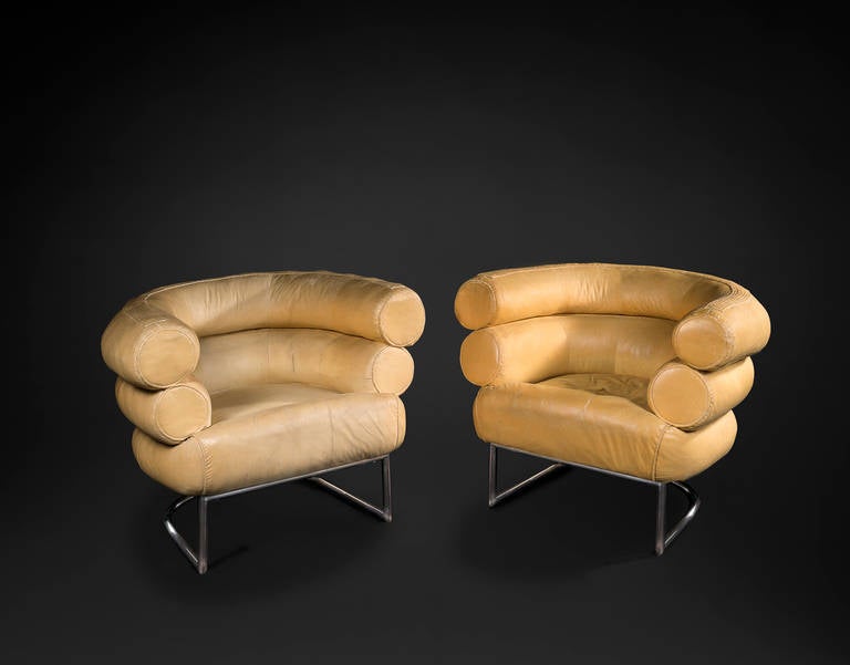 Pair of Armchairs, Model "Bibendum" by Eileen Gray, circa 1926 For Sale ...