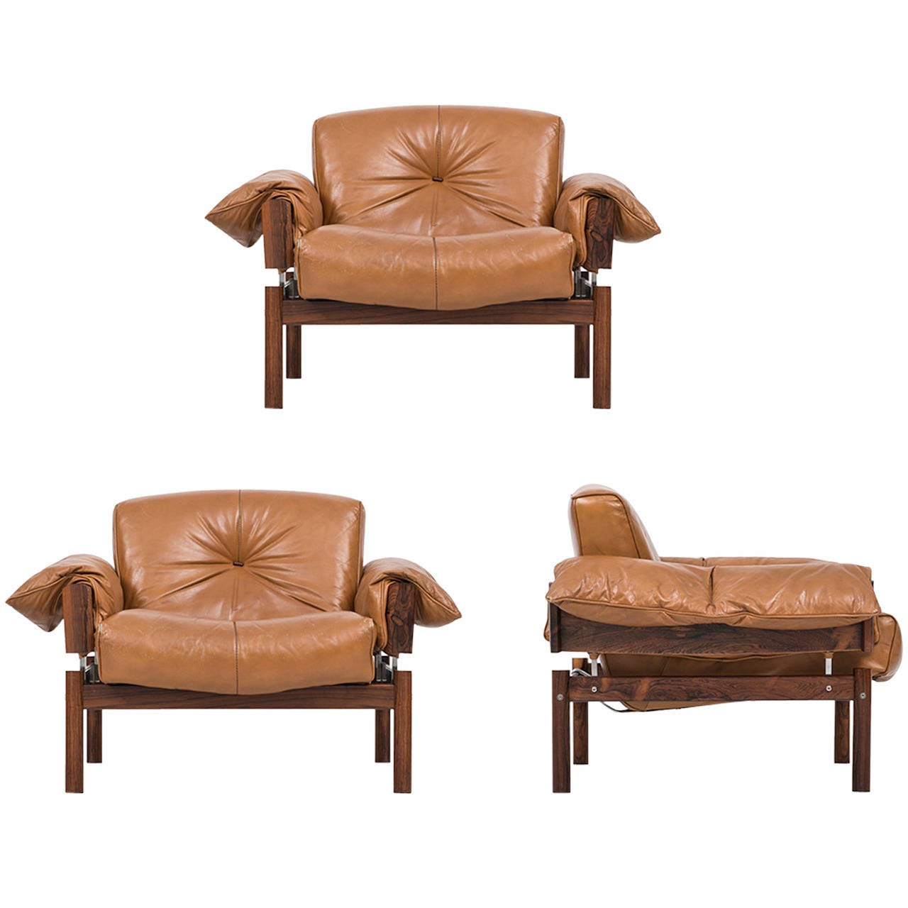 Rare Set of Three Percival Lafer Easy Chairs by Lafer MP in Brazil For ...