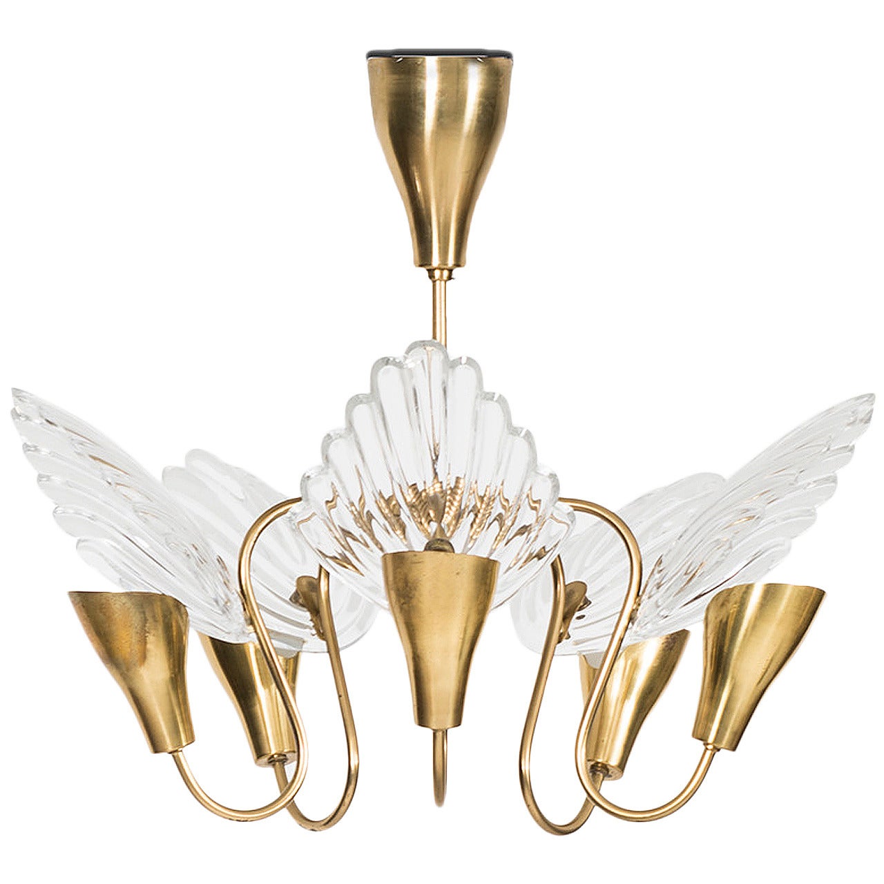 Mid Century Swedish Ceiling Lamp in Iron and Glass For Sale at 1stDibs