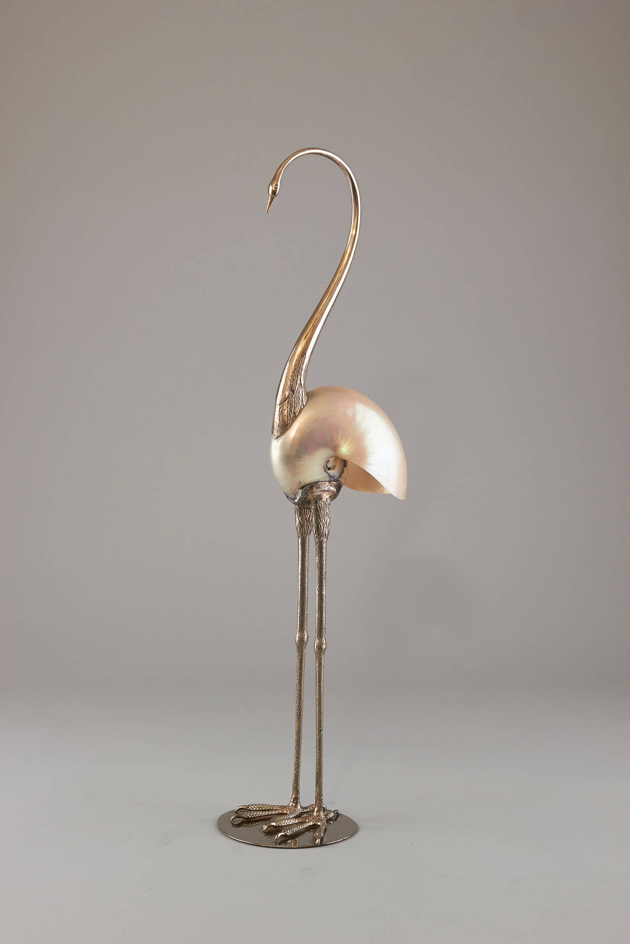 Nautilus Shell Flamingo Sculpture at 1stDibs