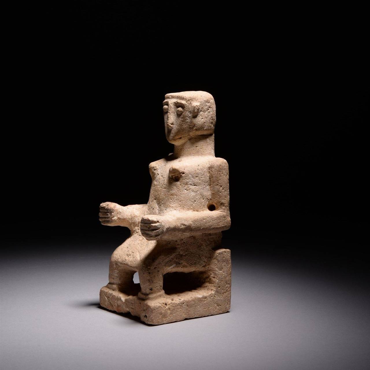 Ancient Limestone Abstract Cubist Idol Sculpture, 100 BC For Sale at ...