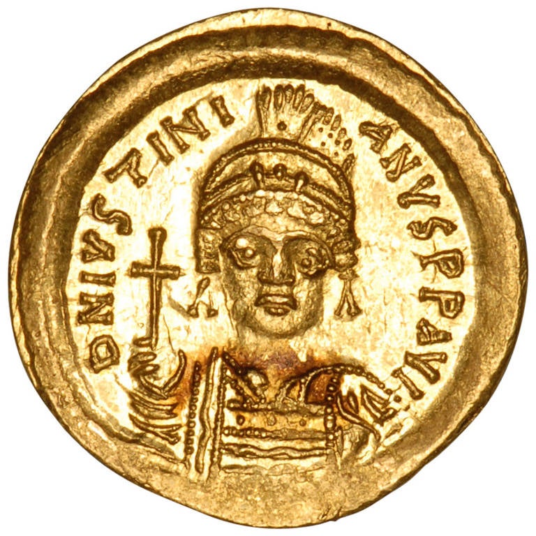 Byzantine Gold Solidus Carthage Coin of Emperor Justinian I the Great ...