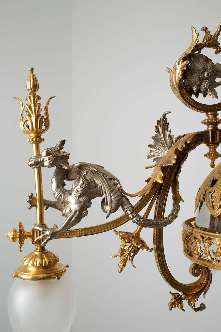 Maison Eugene Potron, Chandelier Decorated with Dragons For Sale at 1stDibs