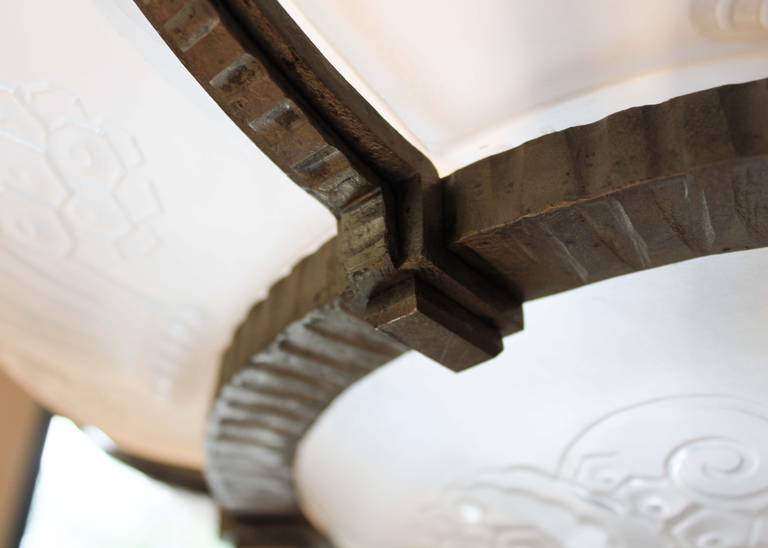 Art Deco Bowl Fixture by Muller Frères, Signed For Sale at 1stDibs