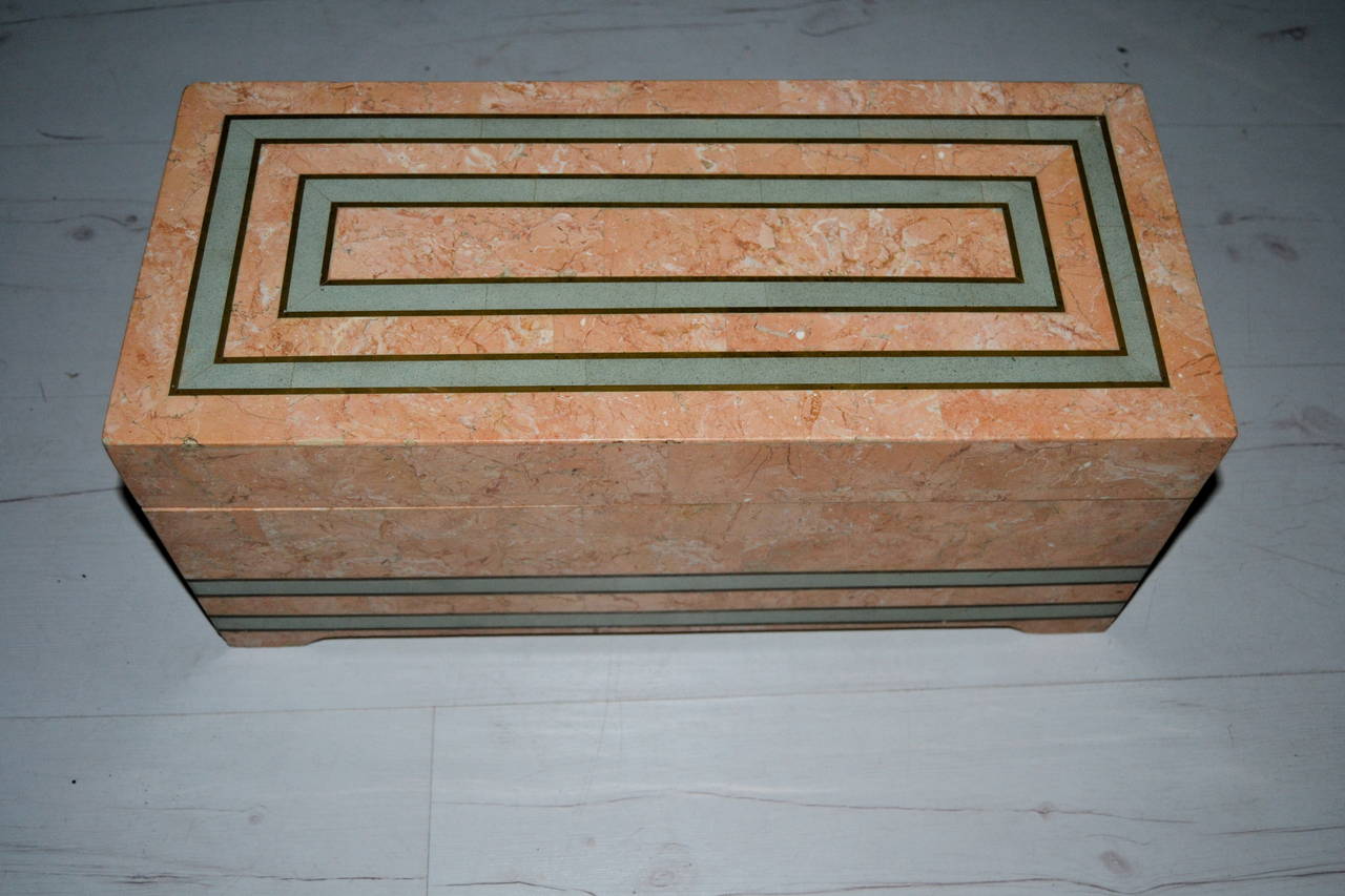 1970s Large Stone and Brass Box at 1stDibs