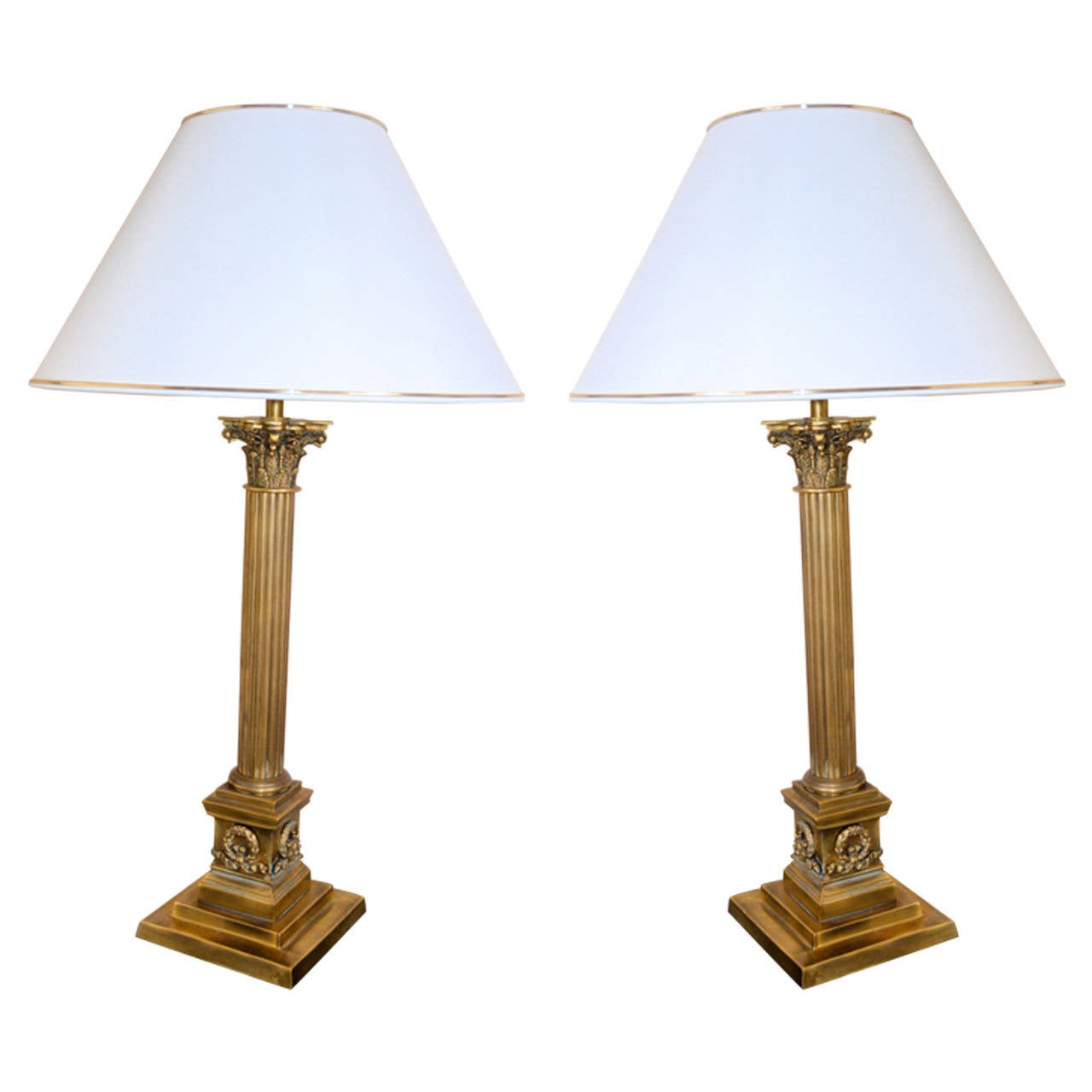 Pair of Neoclassical Bronze Lamps at 1stDibs