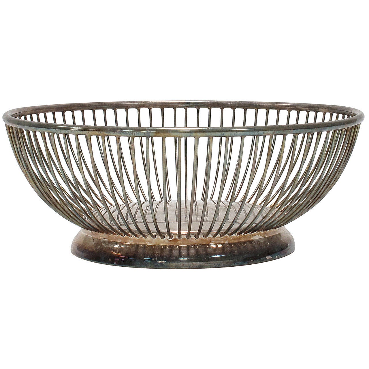 Silver Plated Circular Wire Basket at 1stDibs
