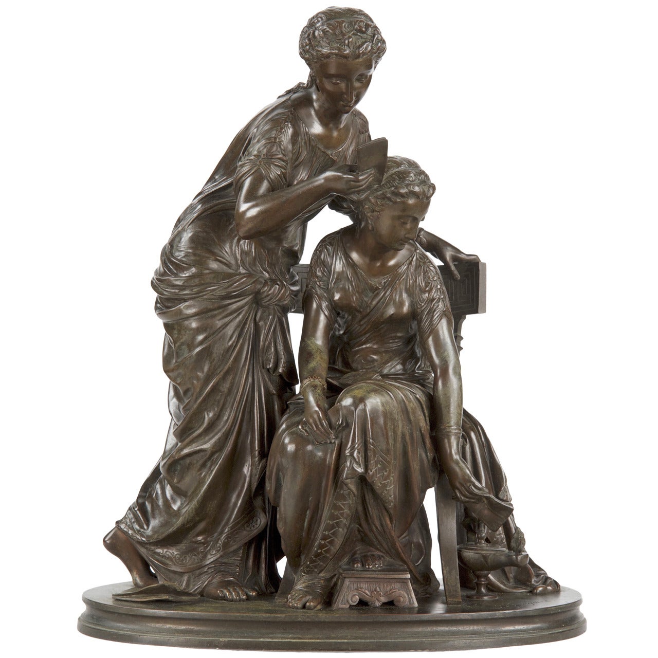 French Bronze Group Sculpture of Burning Love Letters, Jean-Louis ...