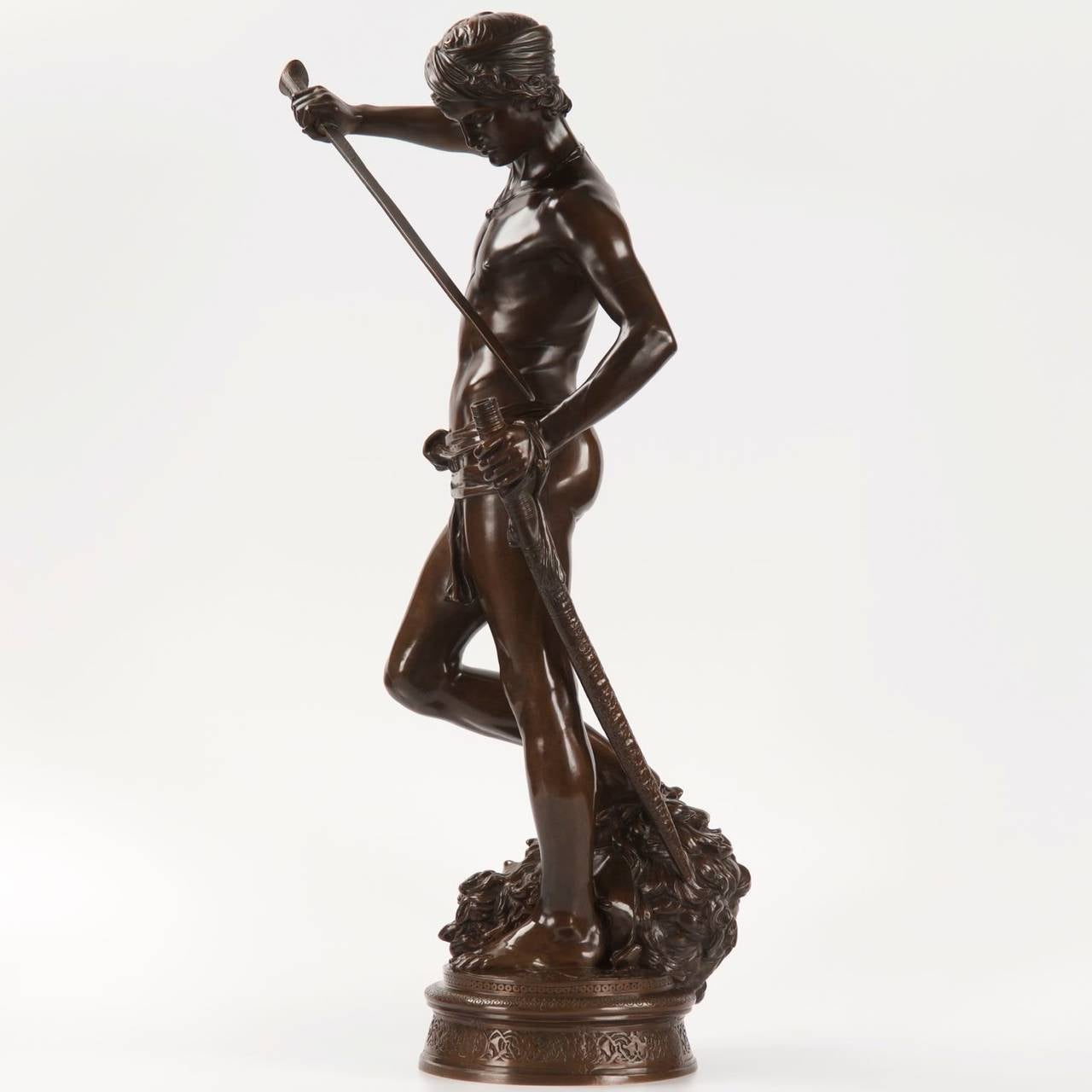 "David Vainqueur" Bronze Sculpture by Antonin Mercié, Cast by ...