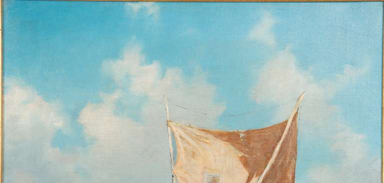 Fausto Giusto (Italian, 1867-1941), "Fishermen at Sea", Antique ...