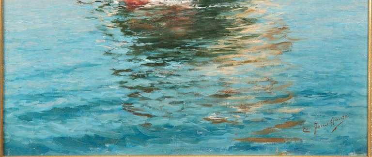 Fausto Giusto (Italian, 1867-1941), "Fishermen at Sea", Antique ...