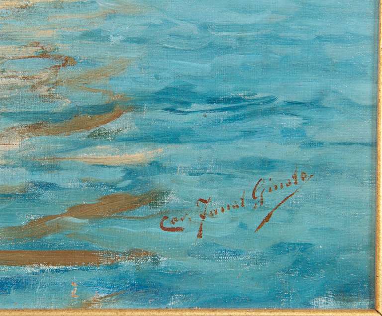 Fausto Giusto (Italian, 1867-1941), "Fishermen at Sea", Antique ...